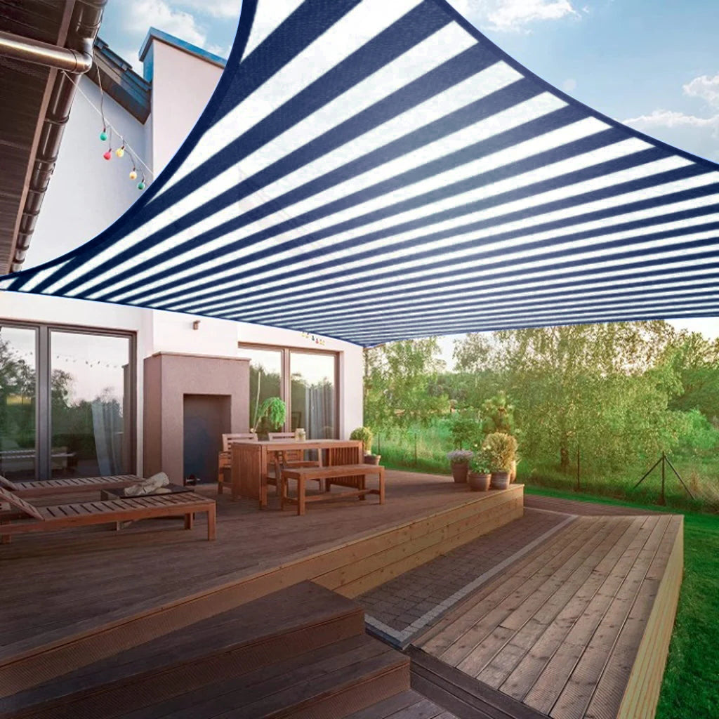 Outdoor Striped Waterproof Sun Shade Sail Rectangle UV Block Cover for ...